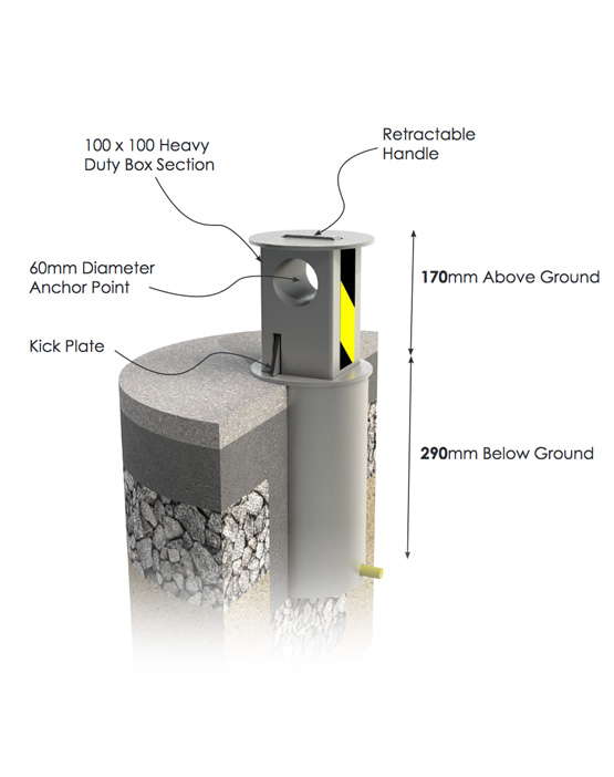 Telescopic Ground Anchor - Heightrestrictionbarrier.co.uk